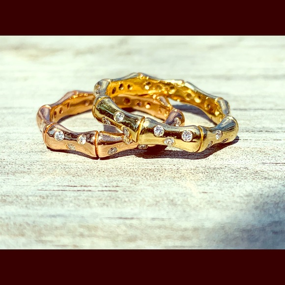 Jewelry | 18kt Gucci Style Diamond Bamboo Rings | Poshmark
